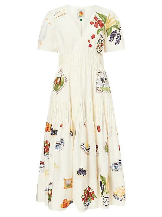 Farm Rio Graphic Print Cotton Midi Dress - Multi