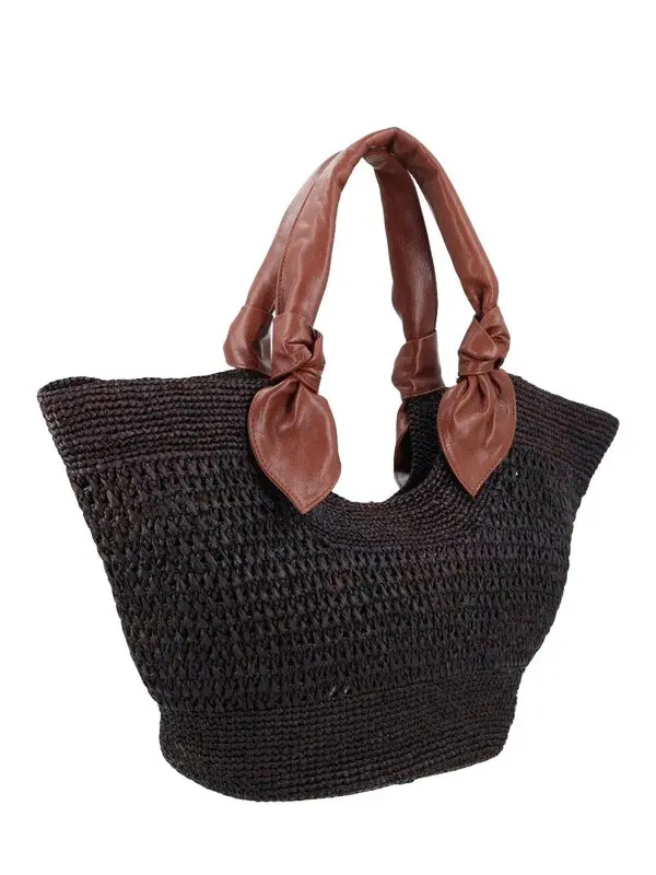Hereu Mini Raffia And Lambskin Shoulder Bag - Brown