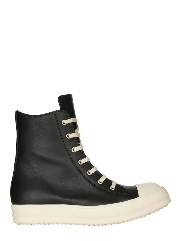 Rick Owens Elevated Front Lace-up Sneakers With Zip Detail - Nero