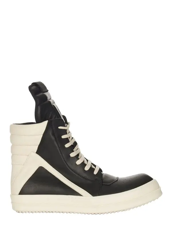 Rick Owens Extended Tongue Geometric Panel High-top Sneakers - Nero