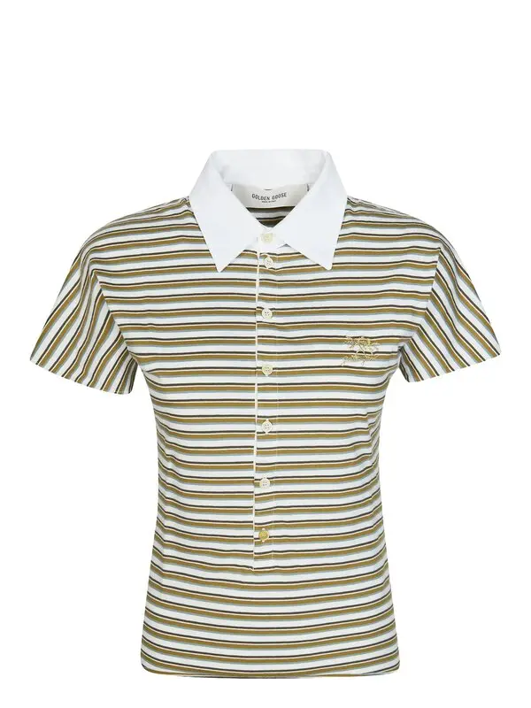 GOLDEN GOOSE Striped Cotton Polo Shirt - Multicolor