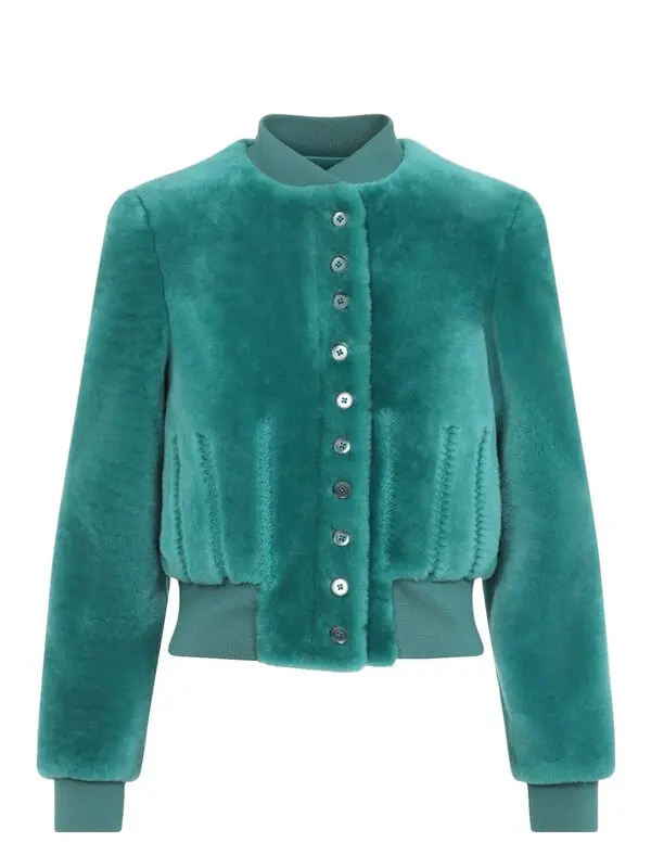 Alexander McQueen Shearling Bomber Jacket - Green