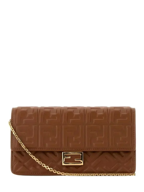 Fendi Mini Embossed Ff Motif Bag - Marrone