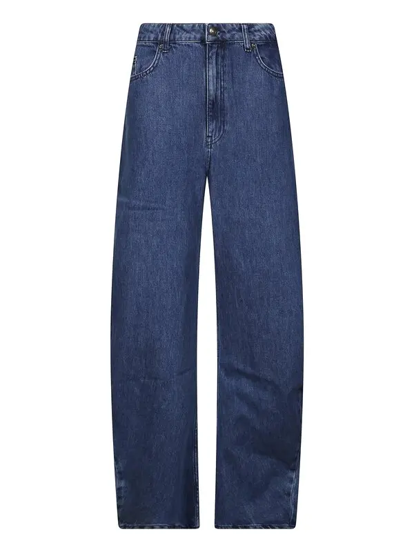 ROTATE BY BIRGER CHRISTENSEN Draped Barrel Leg Jeans - Blu