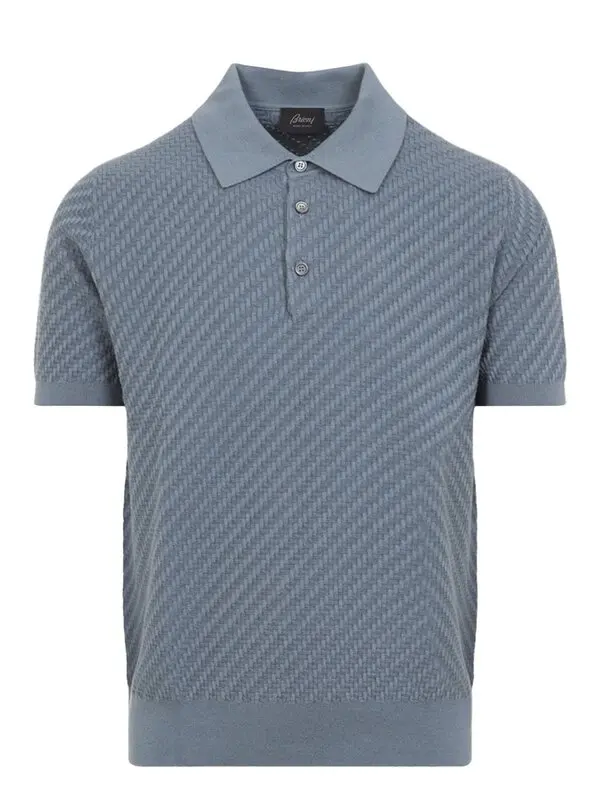 Brioni Waffle-knit Polo Shirt - Blue