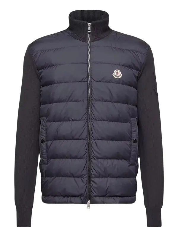 Moncler Quilted Zip-up Knit Jacket - Black