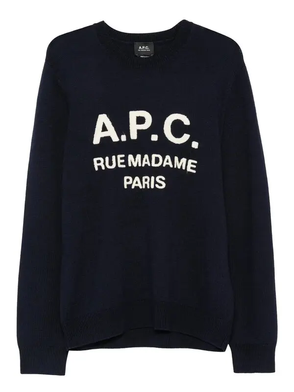 A.p.c. Contrasting Logo Pullover Sweater - Blu