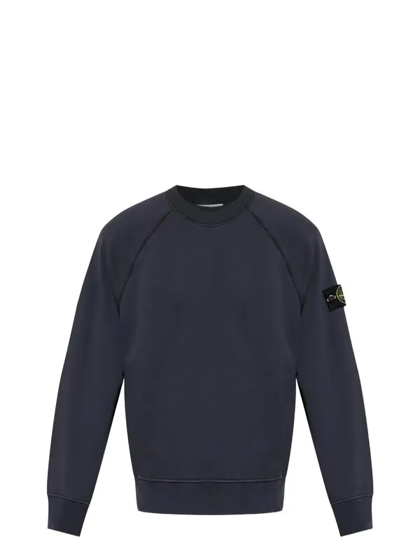 Stone Island Ribbed Neckline Sweater With Raglan Sleeves - Blu
