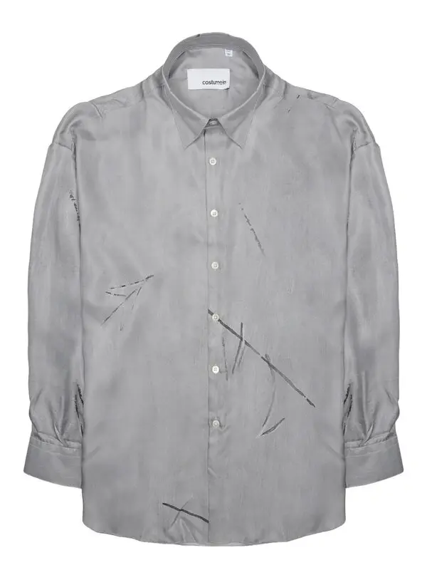 COSTUMEIN Silk Short Sleeve Shirt For - Grey