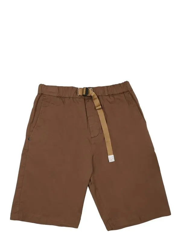 WHITE SAND Belted Cotton Blend Shorts - Brown