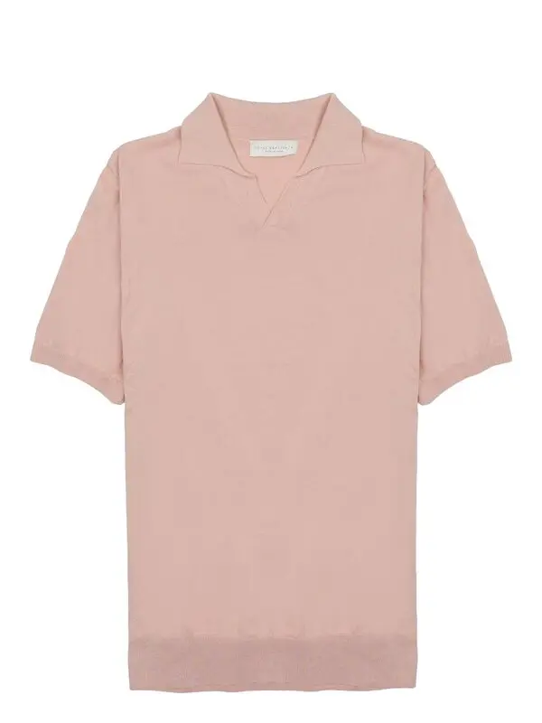 LUIGI GENTILE Knit Short Sleeve Polo Shirt - Pink