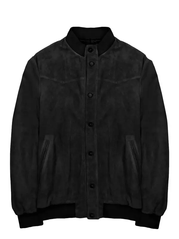 LOW BRAND Suede-look Bomber Jacket - Black
