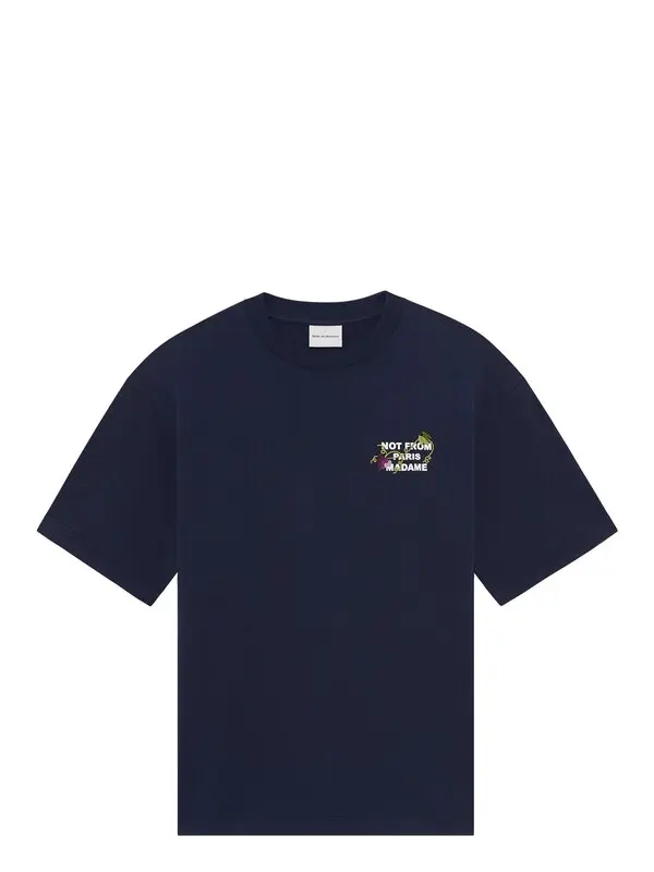 Drole De Monsieur Casual Embroidered Crew Neck T-shirt Size - Blu