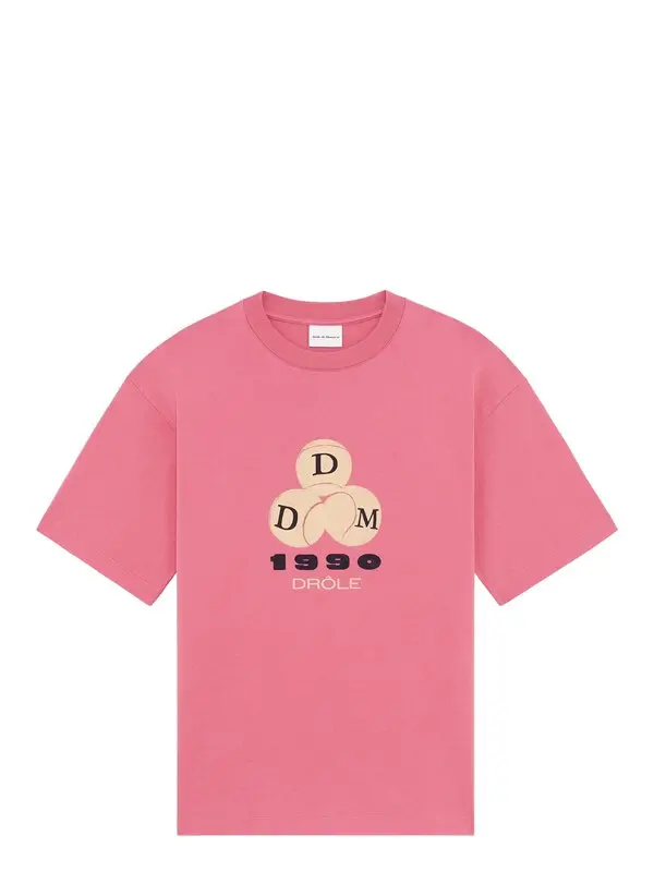 Drole De Monsieur Graphic T-shirt With Ribbed Neckline Size - Rosa