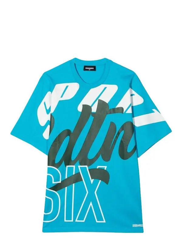 Dsquared2 Allover Writing T-shirt - Azure