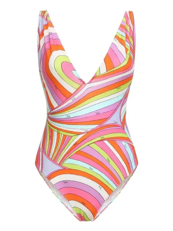 Emilio Pucci Printed V-neck Mini Dress - Multicolor