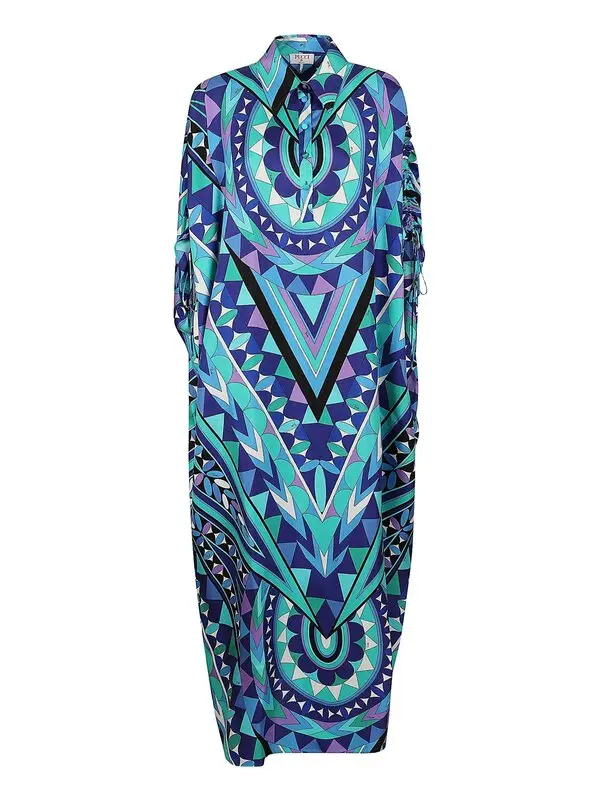 Emilio Pucci Silk Printed Trim Shirt - Blu