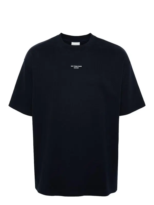 Drole De Monsieur Slogan Printed Short Sleeve T-shirt Size - Blu