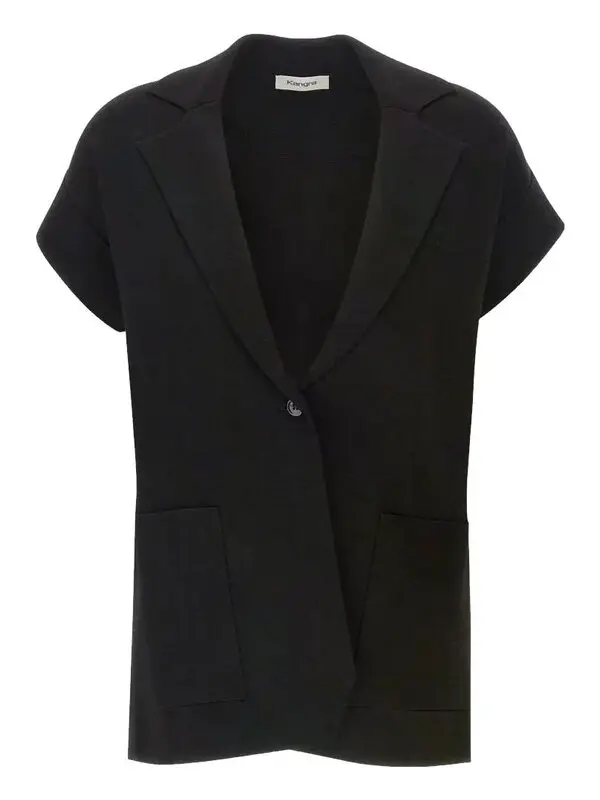 KANGRA Short-sleeve Knitted Blazer - Black