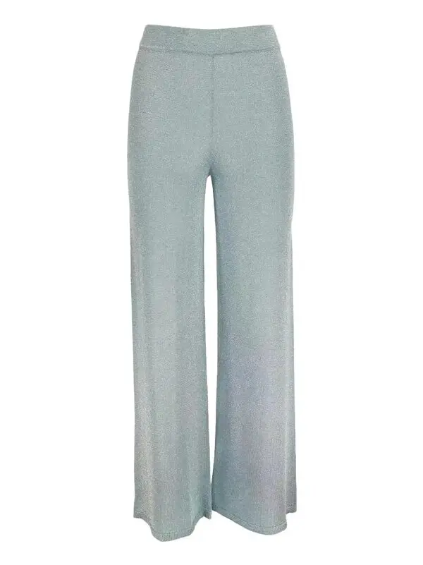 KANGRA Knitted Lurex Palazzo Pants - Blue