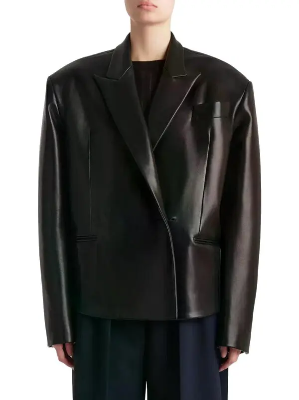 Khaite Lapel Fur Jacket - Black