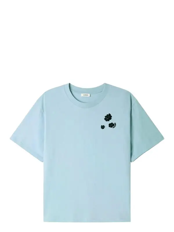 Sandro Flower Print Cotton T-shirt - Blue