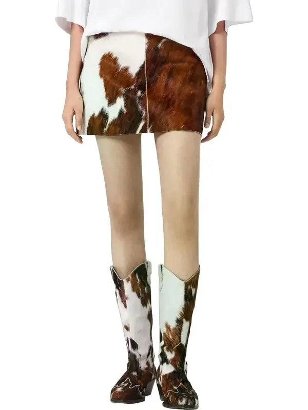 ALLSAINTS Dapple Cow-print Calf Hair Mini Skirt - Brown