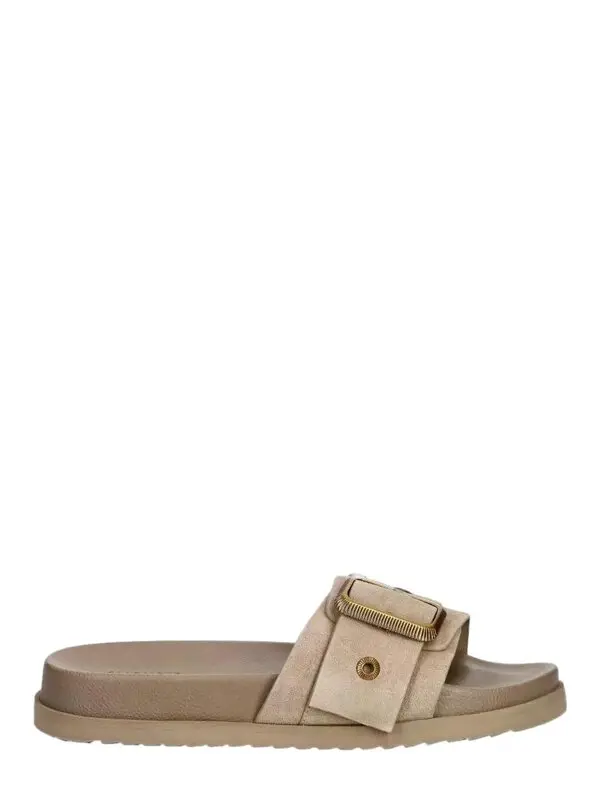 ALLSAINTS Ellie Western Buckle Slides - Neutrals