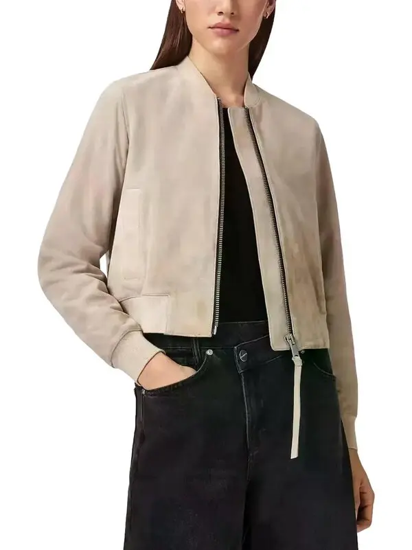 ALLSAINTS Orten Suede-finish Zip-fastening Jacket - Neutrals