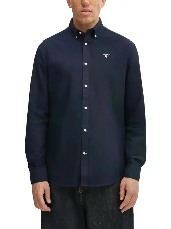 Barbour Oxford Logo-embroidered Long-sleeve Shirt - Blue