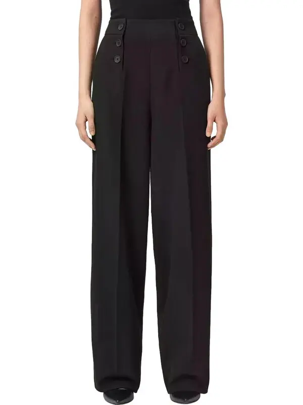 ALLSAINTS Raina Wide-leg Trousers With Button Detail - Black