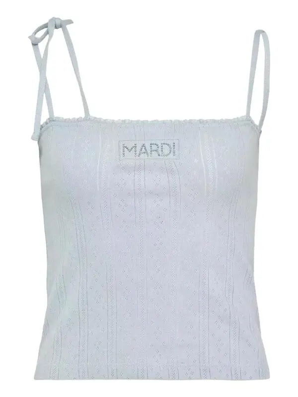 Mardi Mercredi Eyelet Ribbon Detail Top - Blue