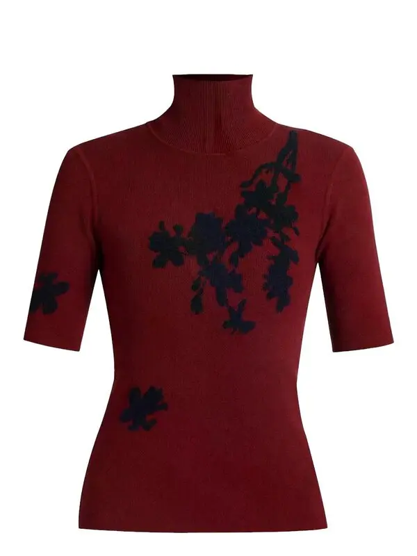 Erdem Jacquard Floral Motif Knit Top - Red