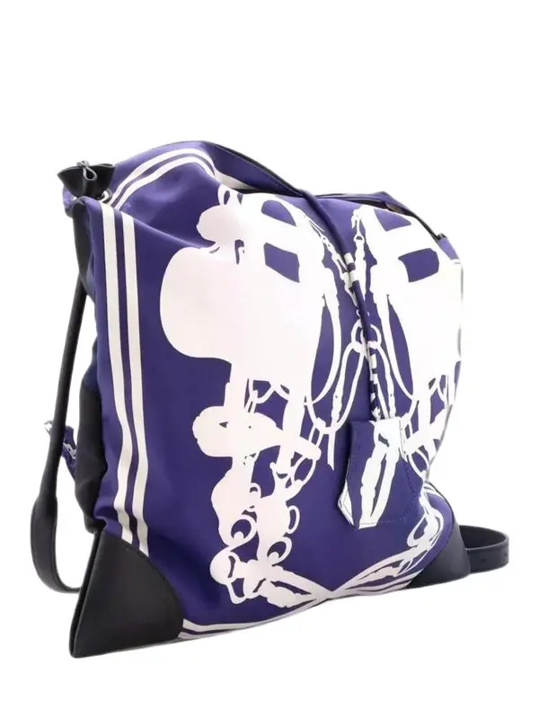 Hermès Silky City Bag Pm Printed Silk And Leather Crossbody Bag - Blue