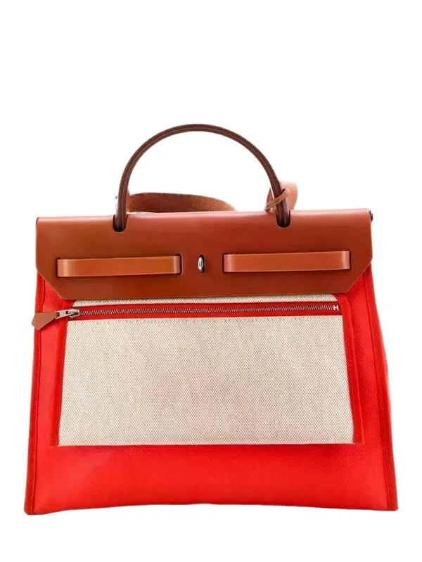 Hermès Herbag Zip Berline 31 Shoulder Bag In Vache Canvas And Leather - Brown