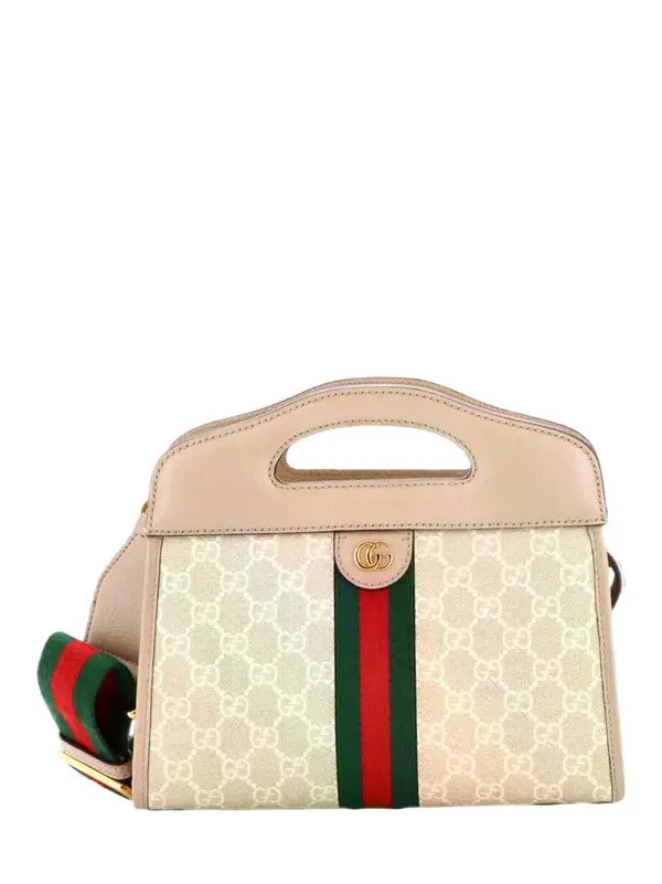 Gucci Ophidia Cut Out Handle Bag Gg Coated Canvas With Leather Small Shoulder Bag - Neutrals