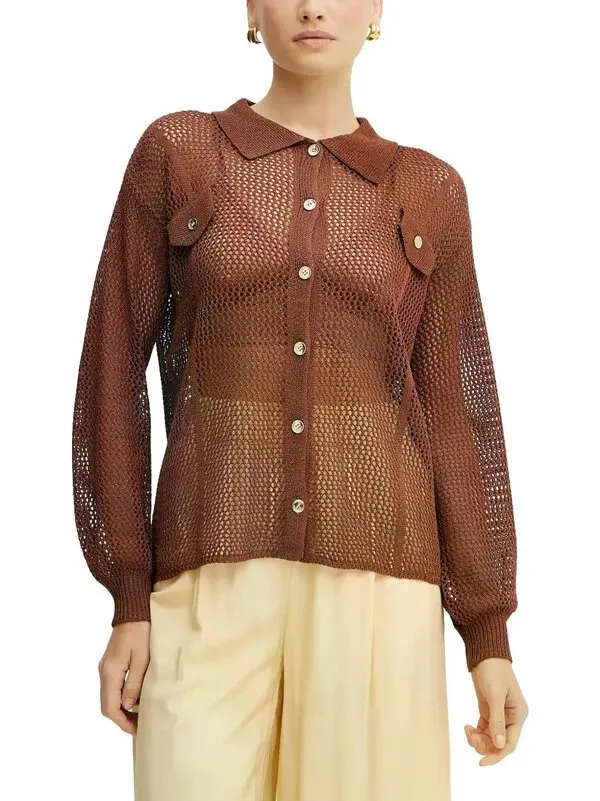FRACOMINA Sheer Knit Cardigan - Brown