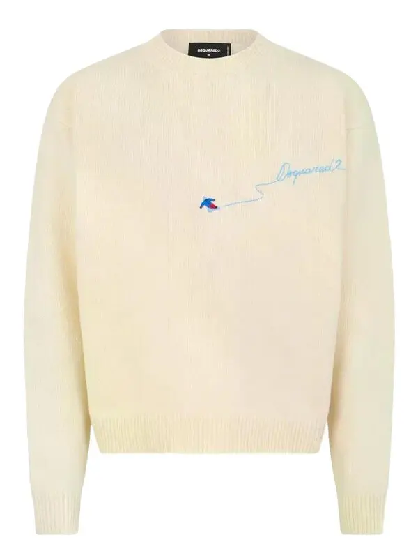 Dsquared2 Virgin Wool Crew Neck Sweater - Neutrals