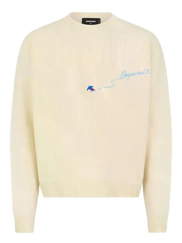 Dsquared2 Virgin Wool Crew Neck Sweater - Neutrals