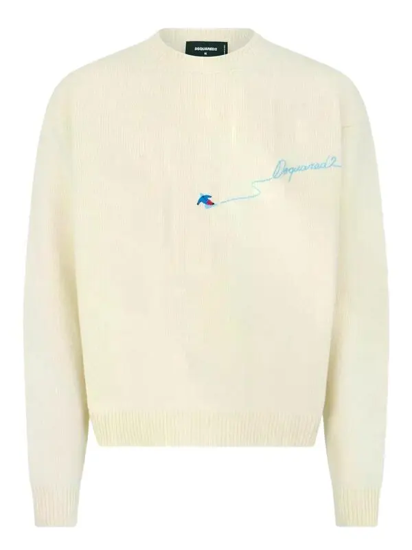 Dsquared2 Virgin Wool Crew Neck Sweater - Neutrals