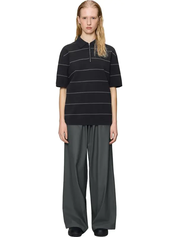 Rains Striped Knit Polo - Black