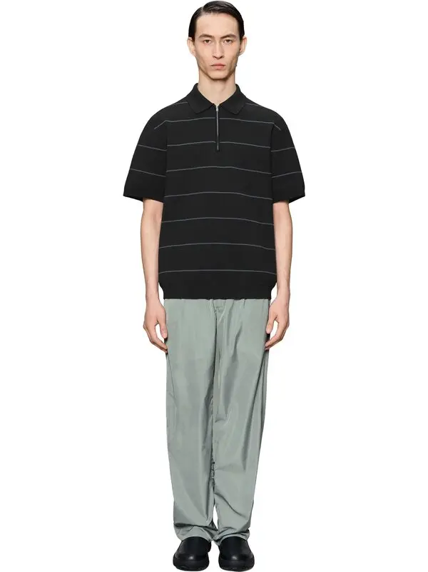 Rains Striped Knit Polo - Black