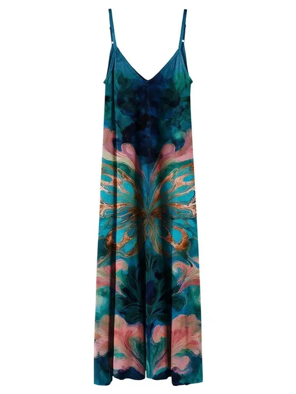 ALOHA FROM DEER Azure Kaleidoscope Maxi Dress - Blue