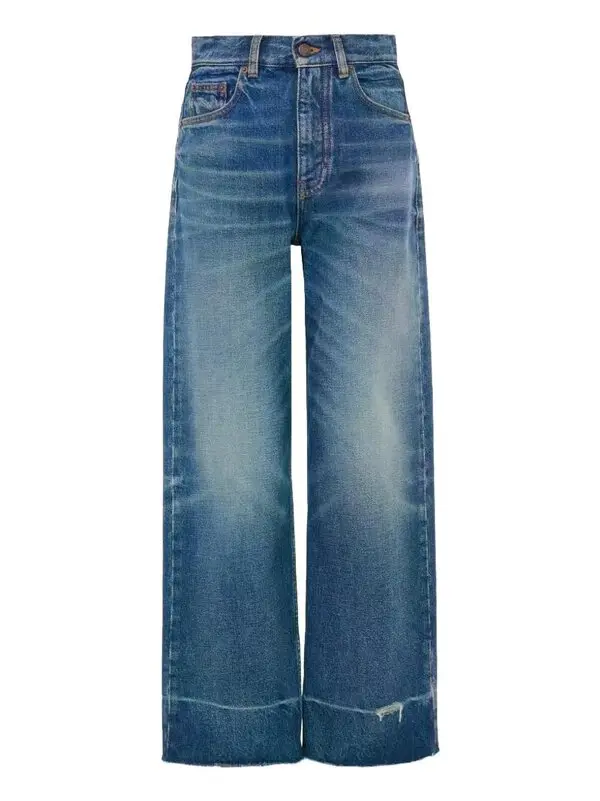 Chloé Faded Frayed-hem Bootcut Jeans - Blue