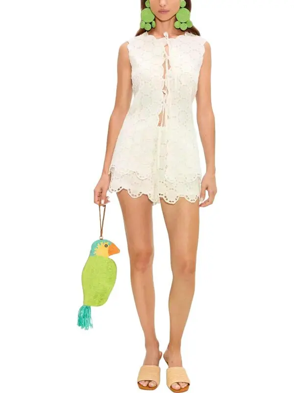 SIMONMILLER Isa Eyelet Mini Shorts - White