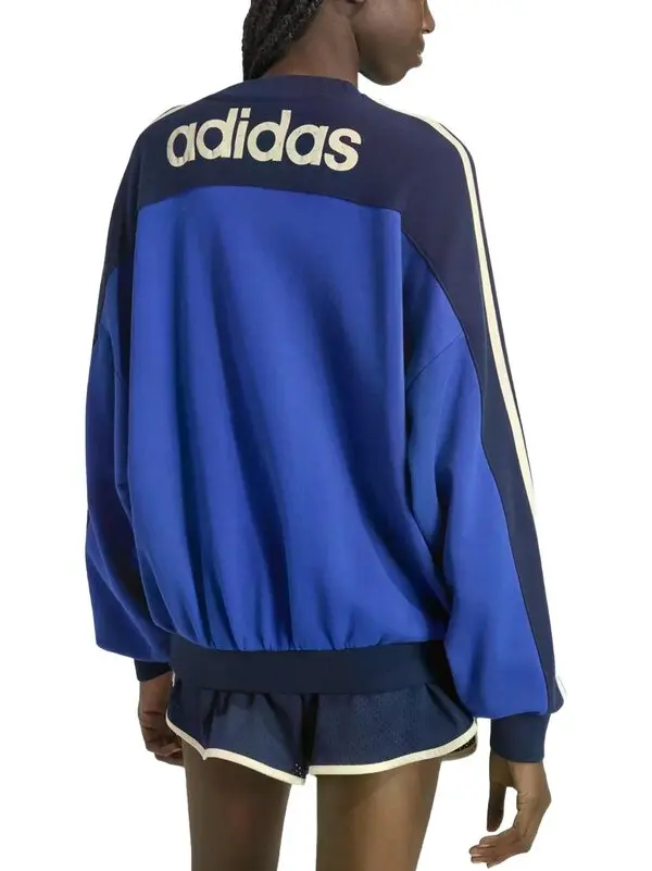 Adidas Logo Embroidered Striped Sweater - Blue