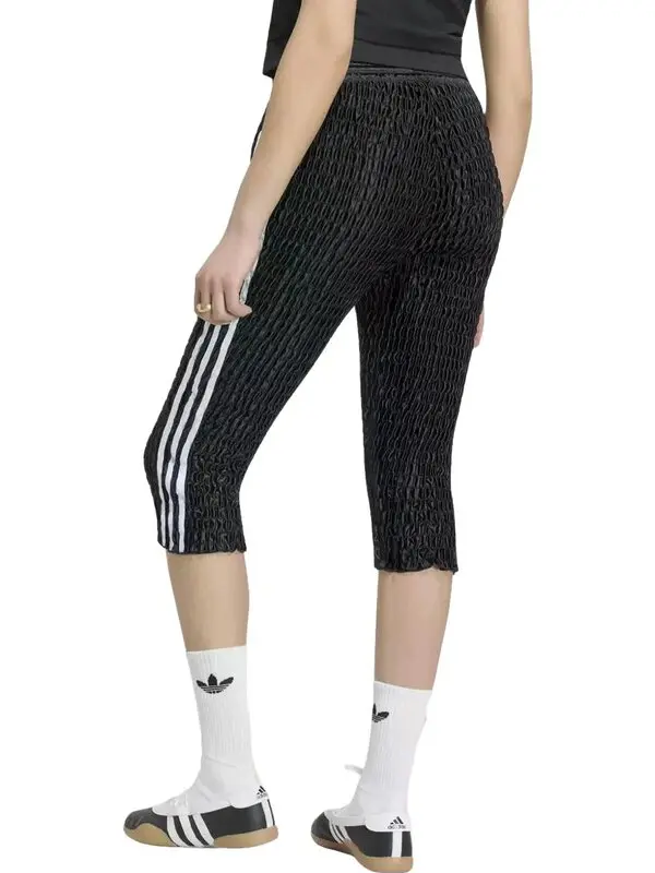 Adidas Capri Smocked Side-stripe Trousers - Black