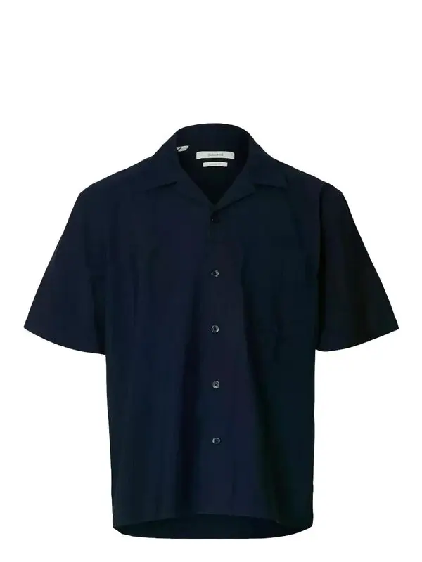 SELECTED Short-sleeve Camp-collar Shirt - Blue