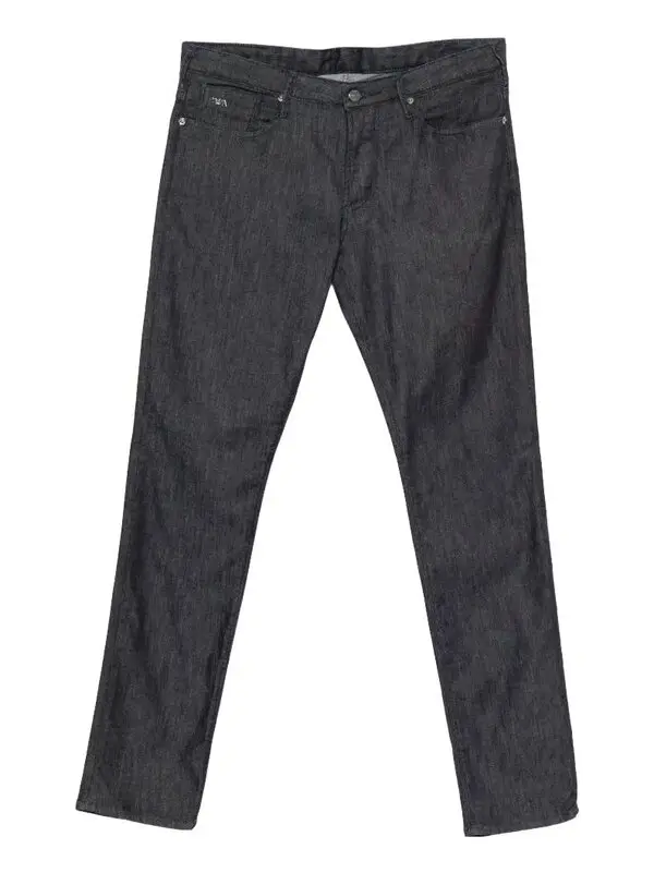 Emporio Armani Logo Plaque Slim Cut Jeans - Blue
