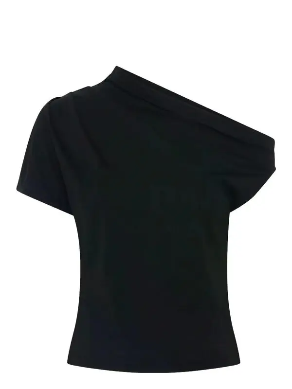 Anna Quan Astra One-shoulder Draped T-shirt - Black